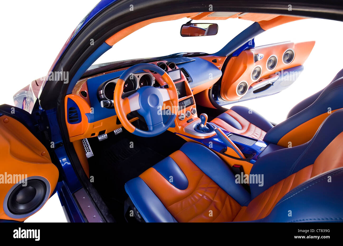 abstract wide view of tuned car interior Stock Photo - Alamy
