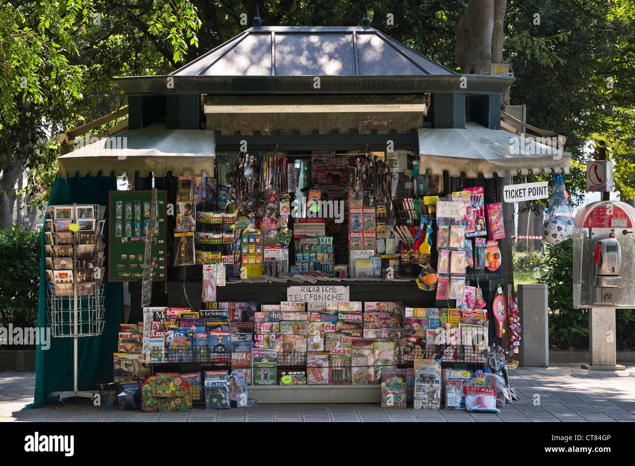 A typical magazine kiosk in Sant'Elena, a district of Venice, Italy ...