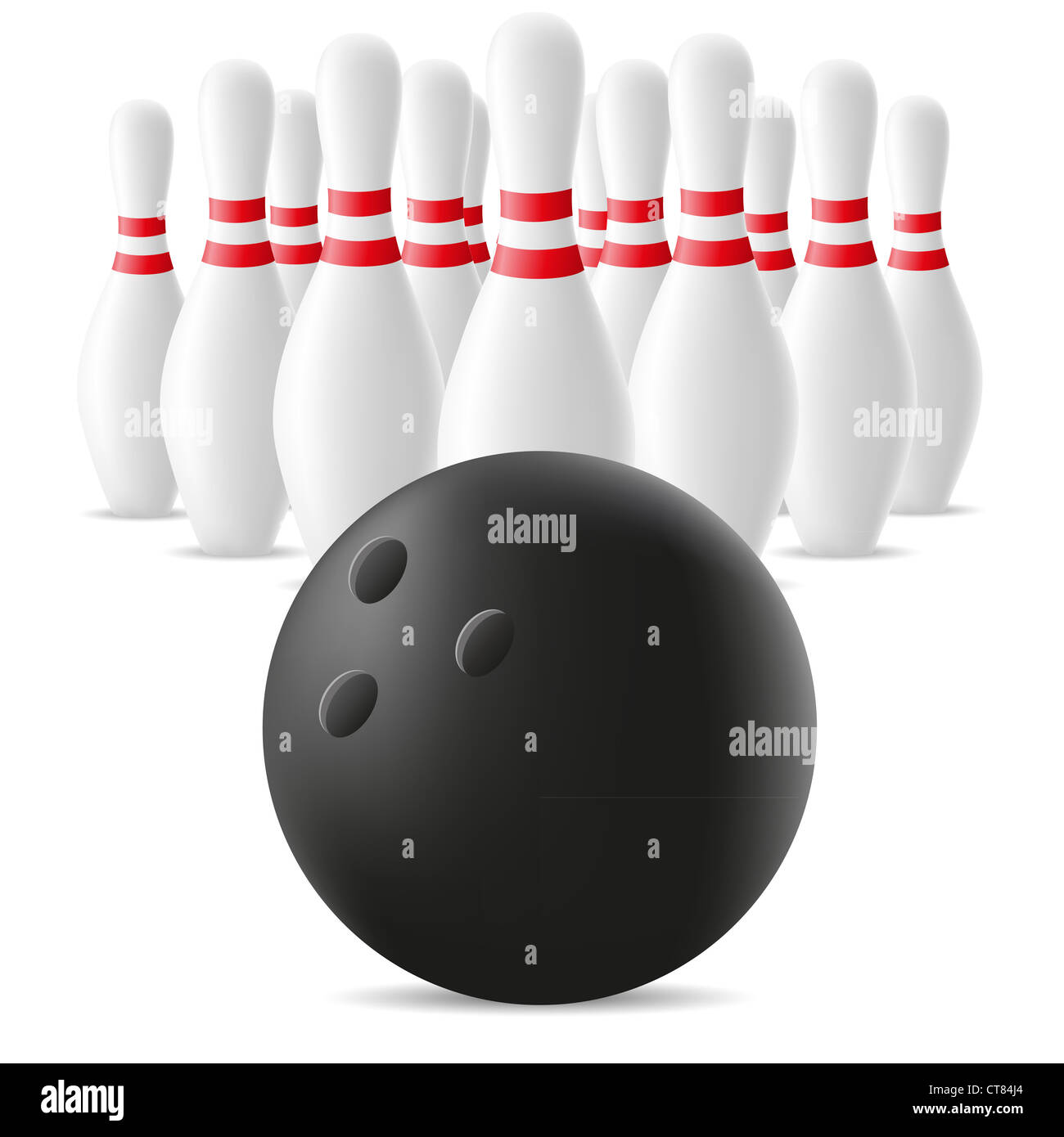 bowling ball and skittle illustration isolated on white background ...