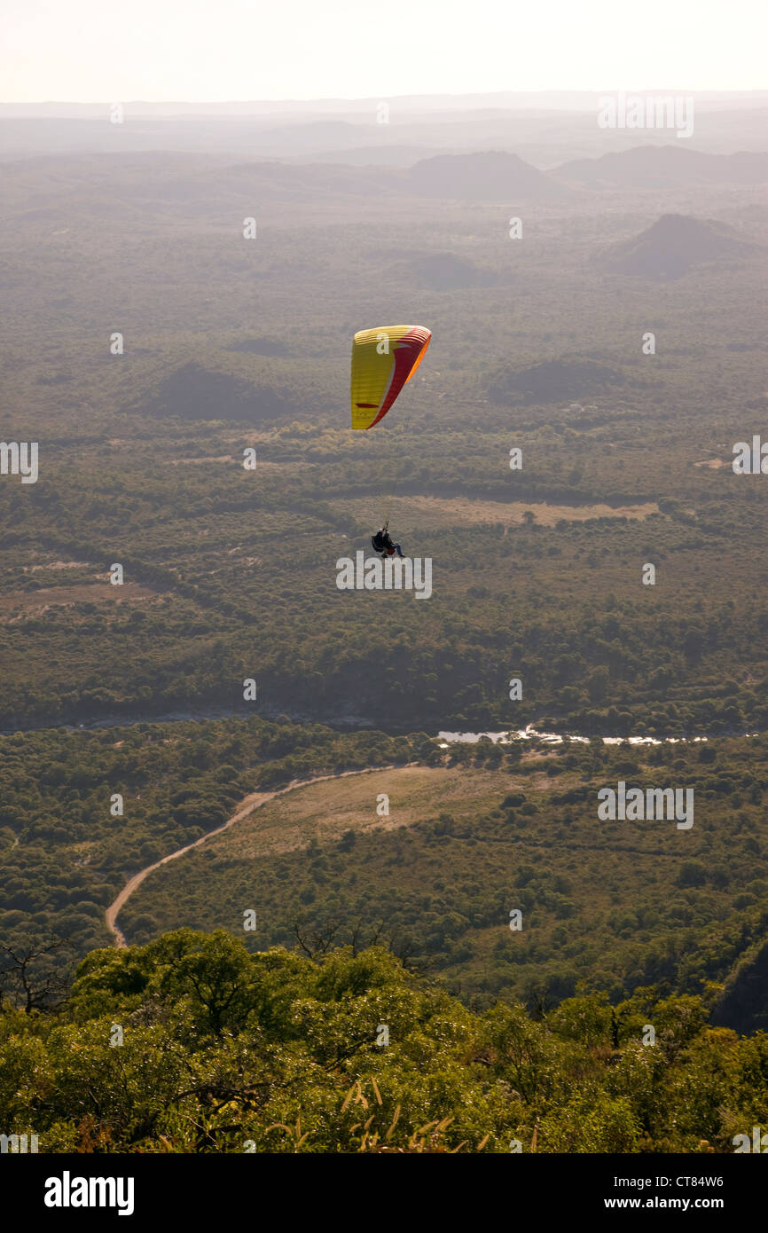 Paragliding from Mirador de Cuchi Corral Stock Photo - Alamy