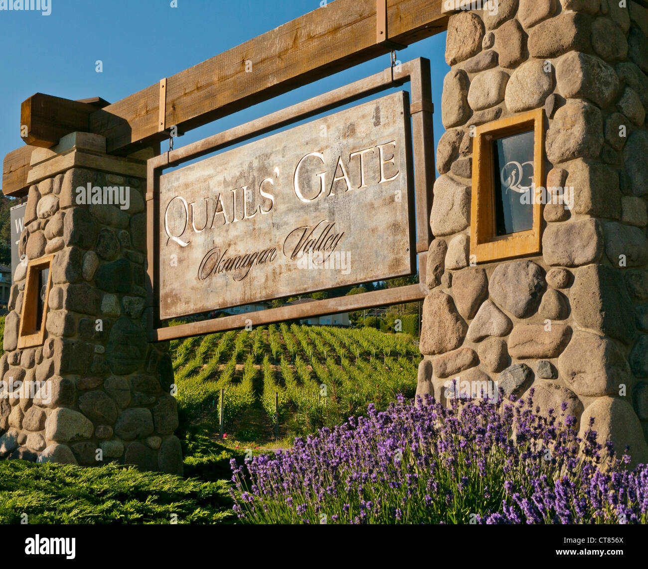 Entrance sign to Quails' Gate winery in Canada Stock Photo - Alamy