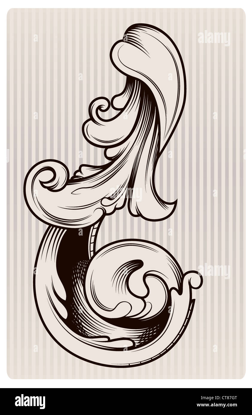 engraved floral element Stock Photo - Alamy