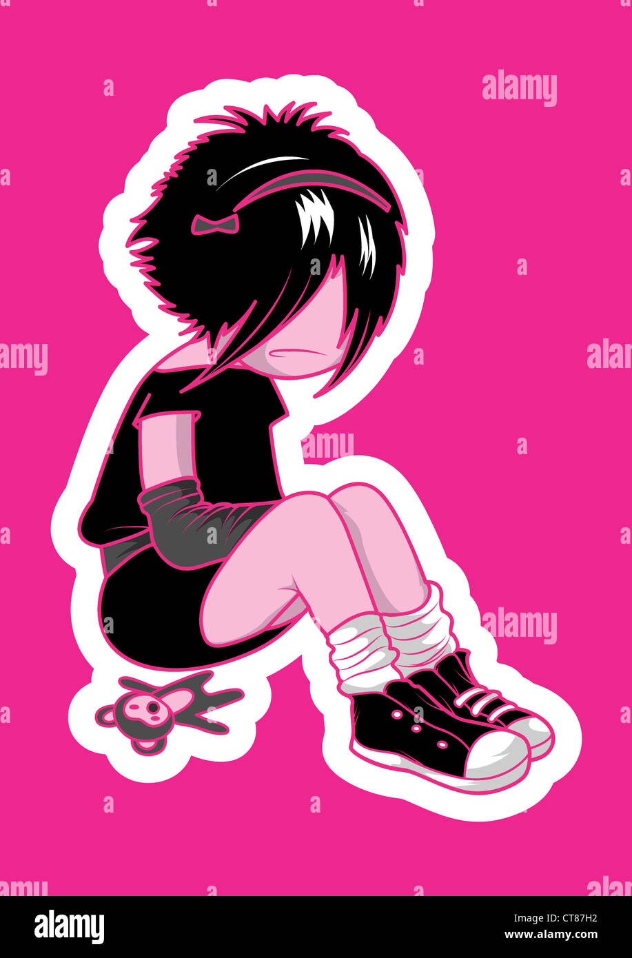 isolated emo girl Stock Photo - Alamy