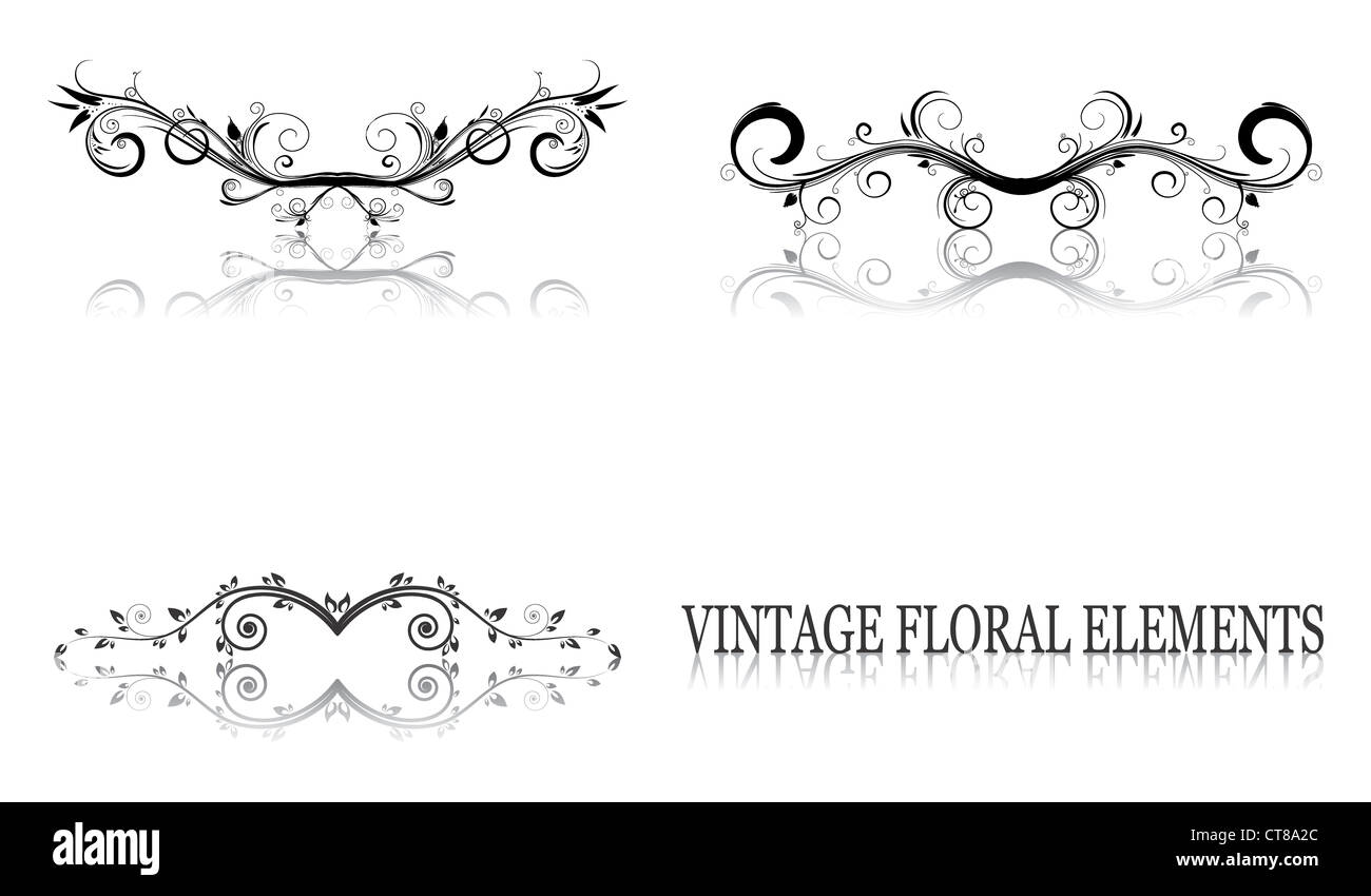 vintage floral elements Stock Photo - Alamy
