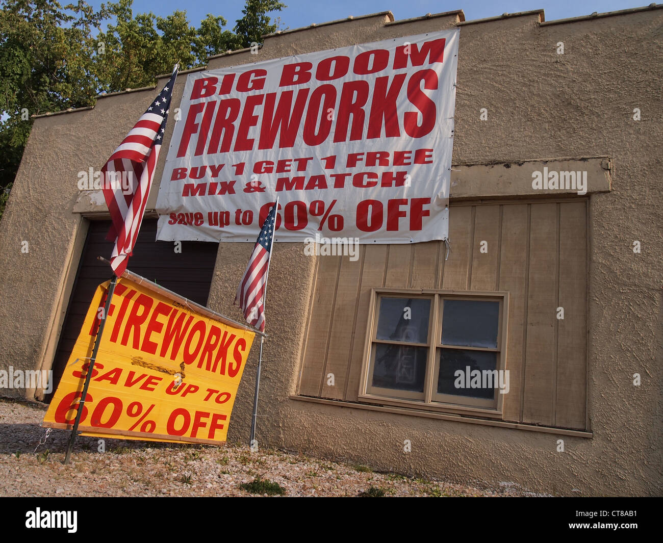 Large banners advertising fireworks for sale in Morgantown, Indiana ...