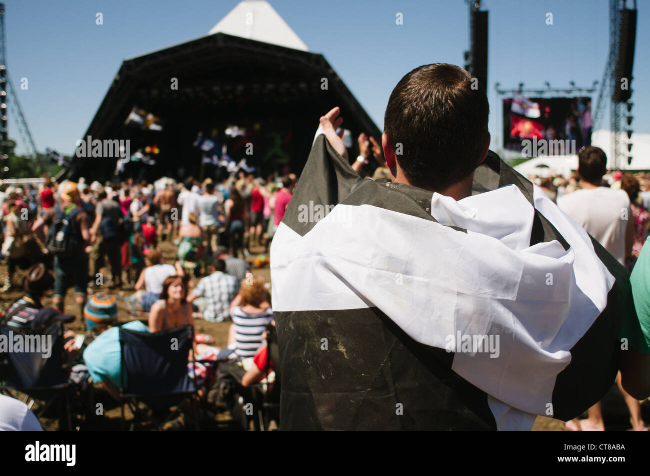Cornish flag proudly on show at the Pyramid Stage at the Glastonbury ...