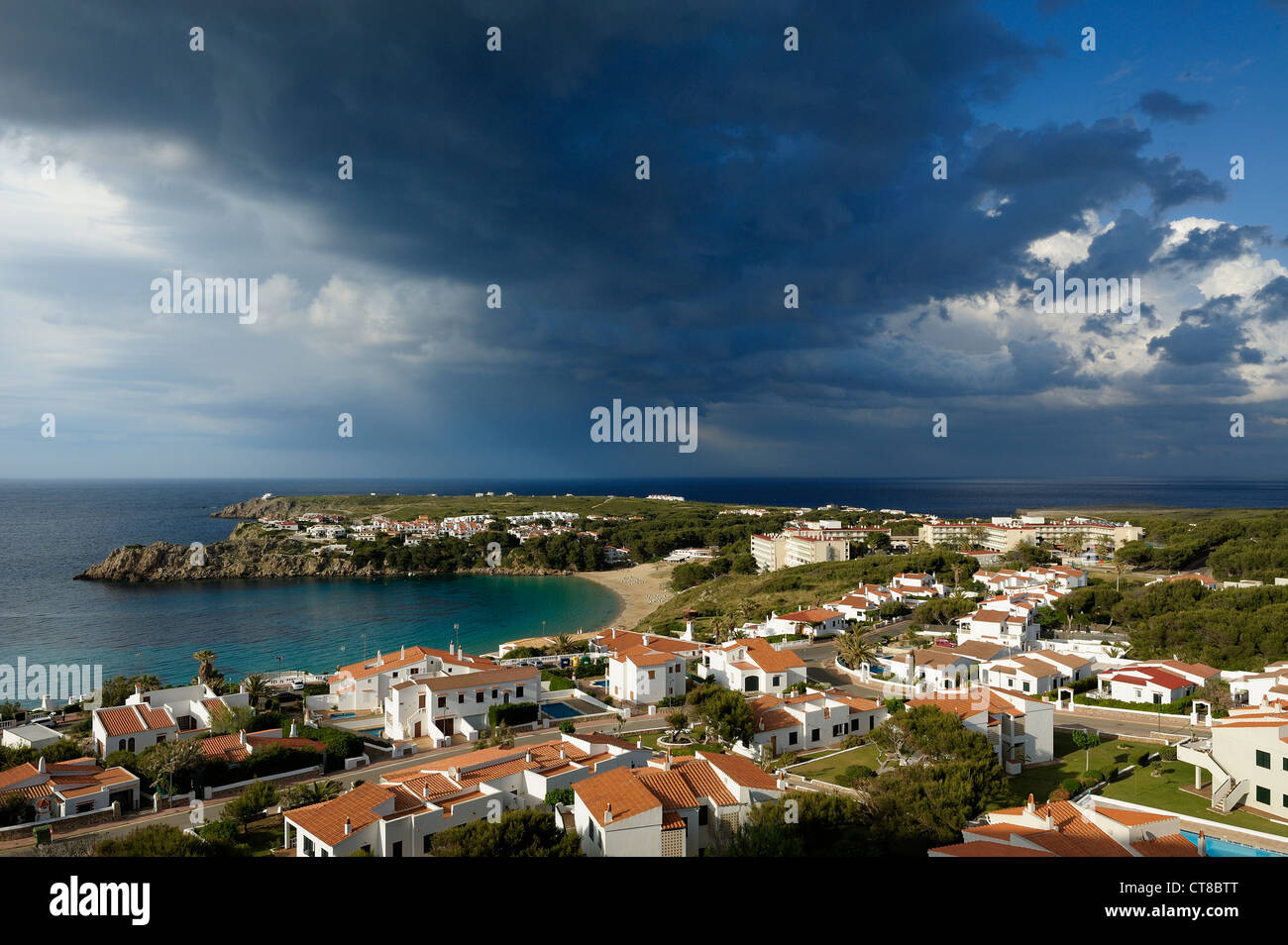 storm clouds moving in over the spanish holiday resort of arenal d'en ...