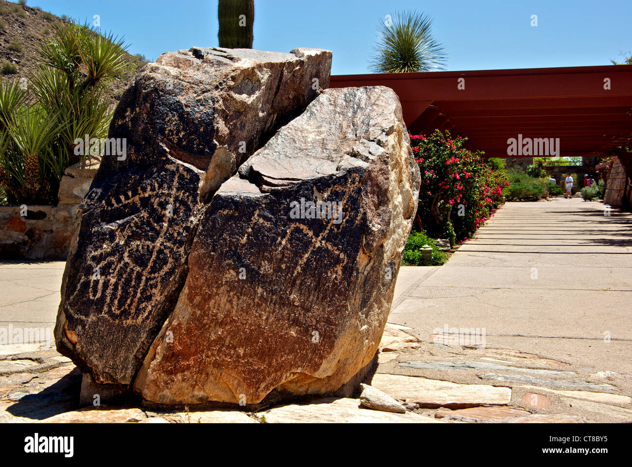 Arizona first nations petroglyphs on big boulder used as artistic ...