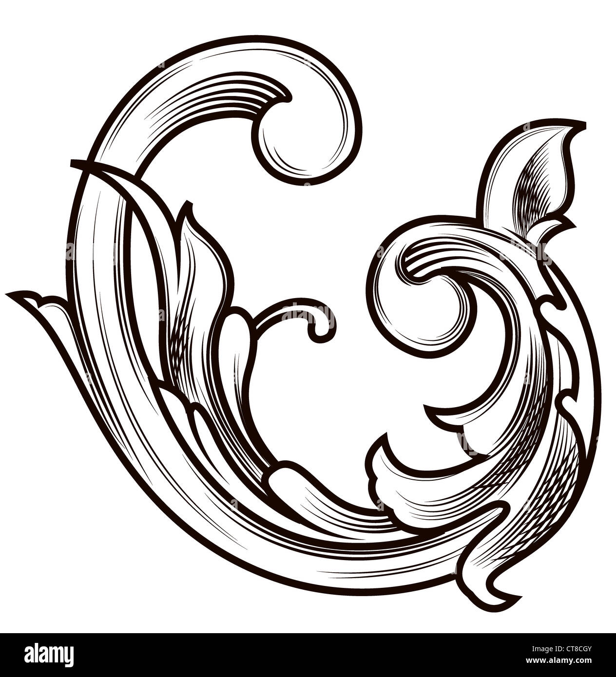 engraved floral element Stock Photo - Alamy