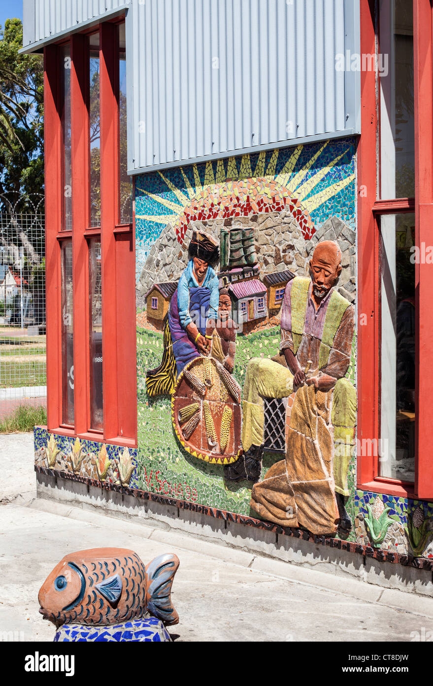 Mosaic art work on the wall outside the Guga’sthebe Cultural Centre ...