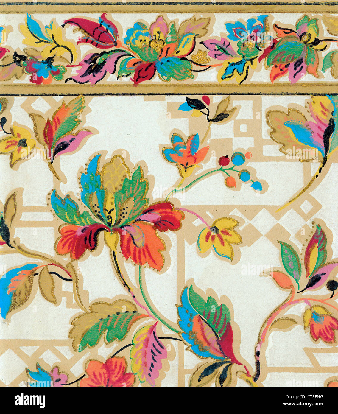Vintage American Wallpaper Pattern 1930s Stock Photo - Alamy