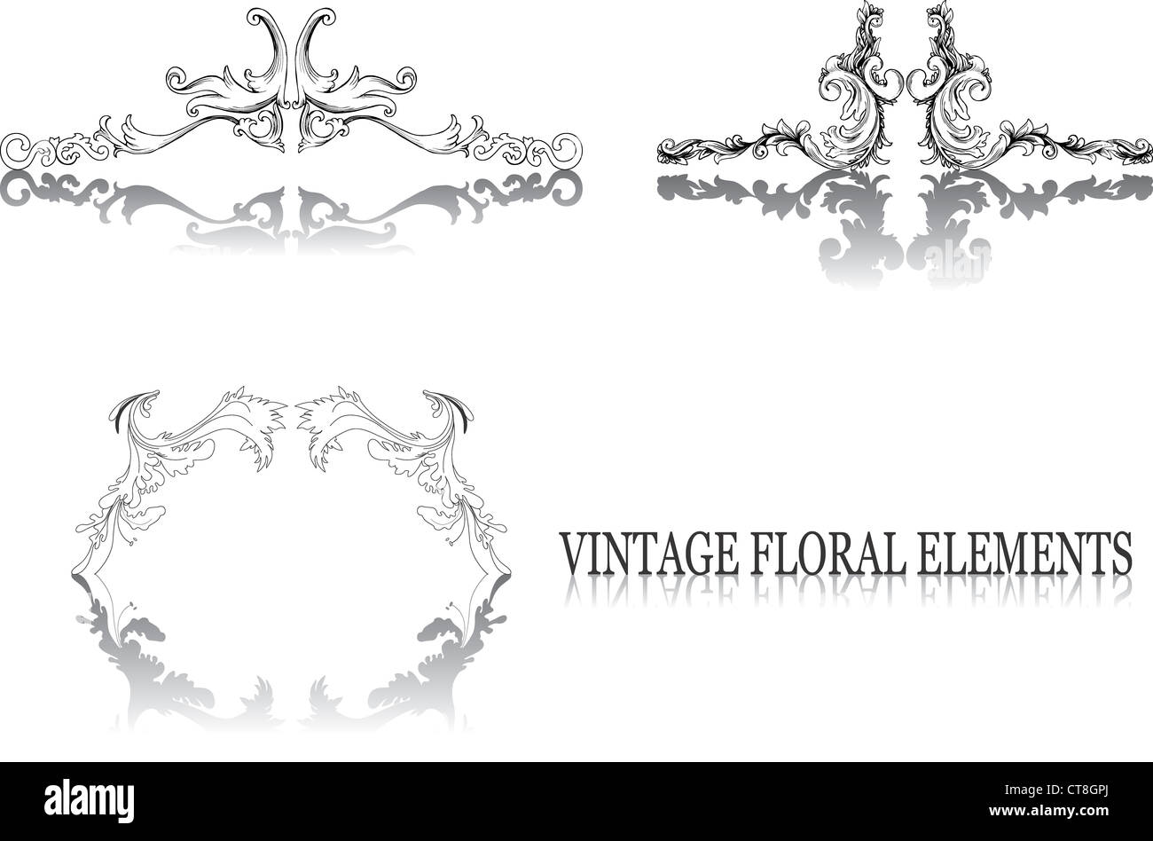 vintage floral elements Stock Photo - Alamy