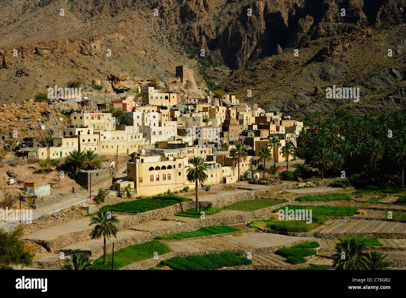 The village of Balad Sayt, Western Hajar Mountains, Oman Stock Photo ...
