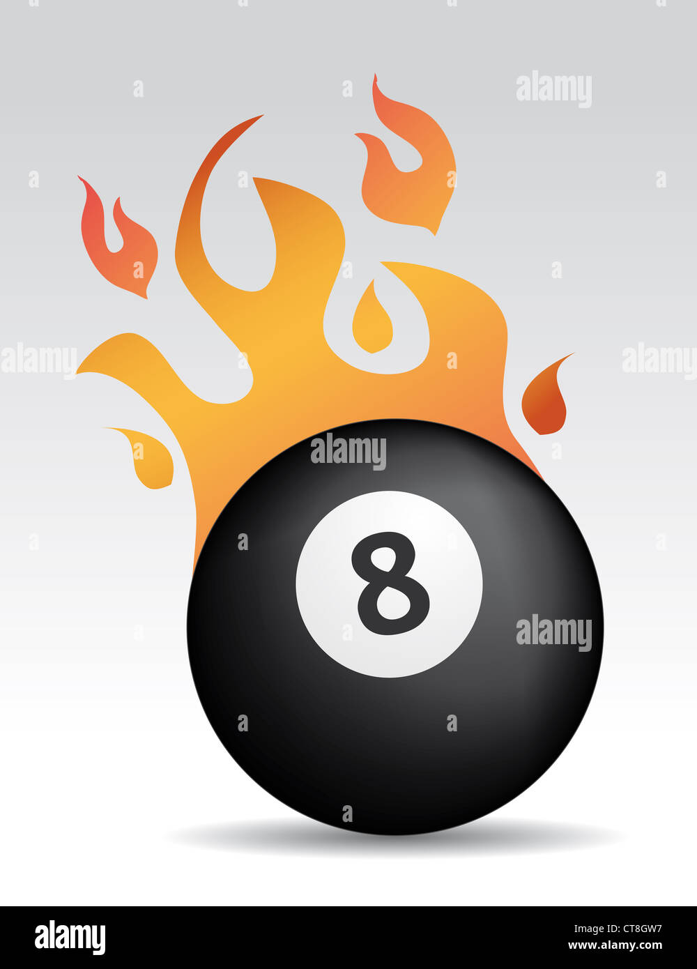 eight ball with fire flames Stock Photo - Alamy