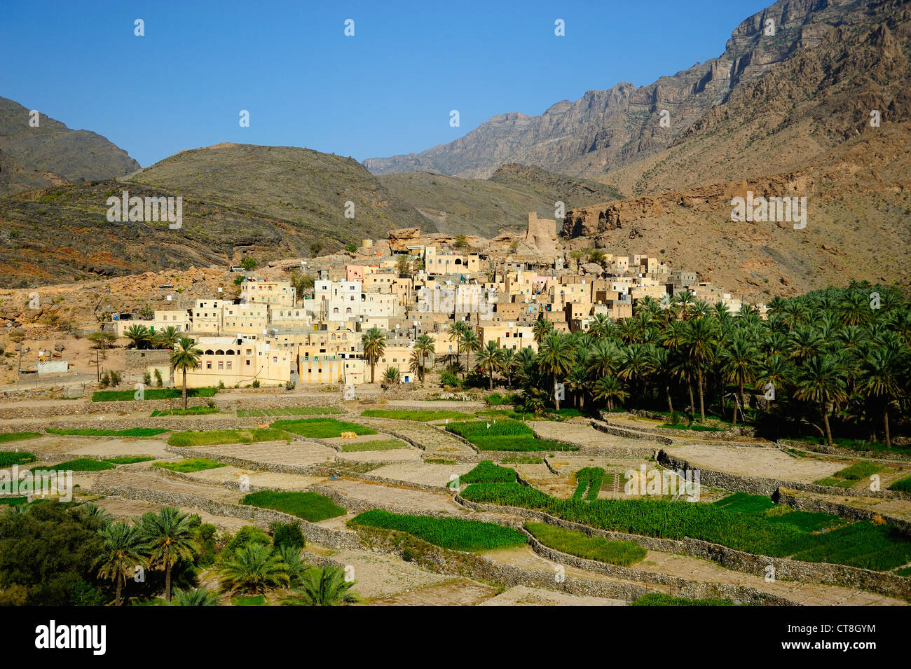 The village of Balad Sayt, Western Hajar Mountains, Oman Stock Photo ...
