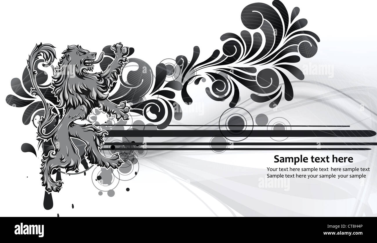 vector vintage background with lion Stock Photo - Alamy