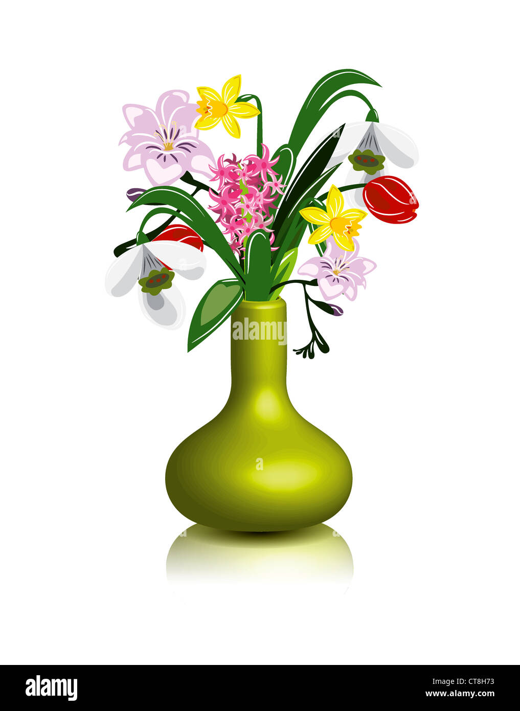 vector spring flowers in vase Stock Photo - Alamy