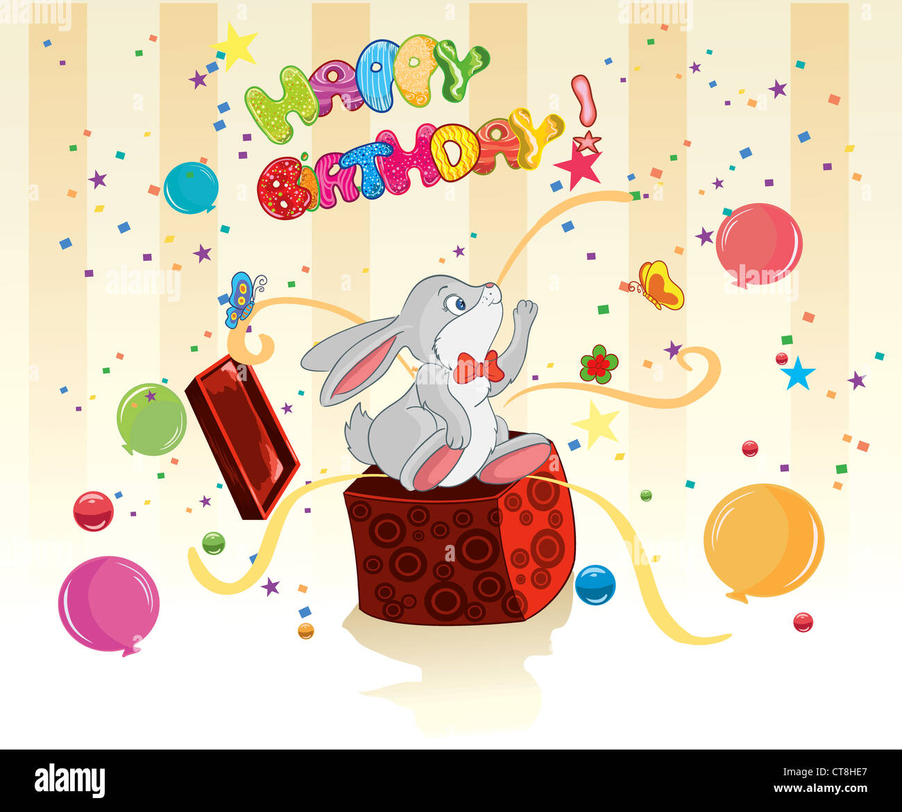 kids birthday party with rabbit vector illustration Stock Photo - Alamy