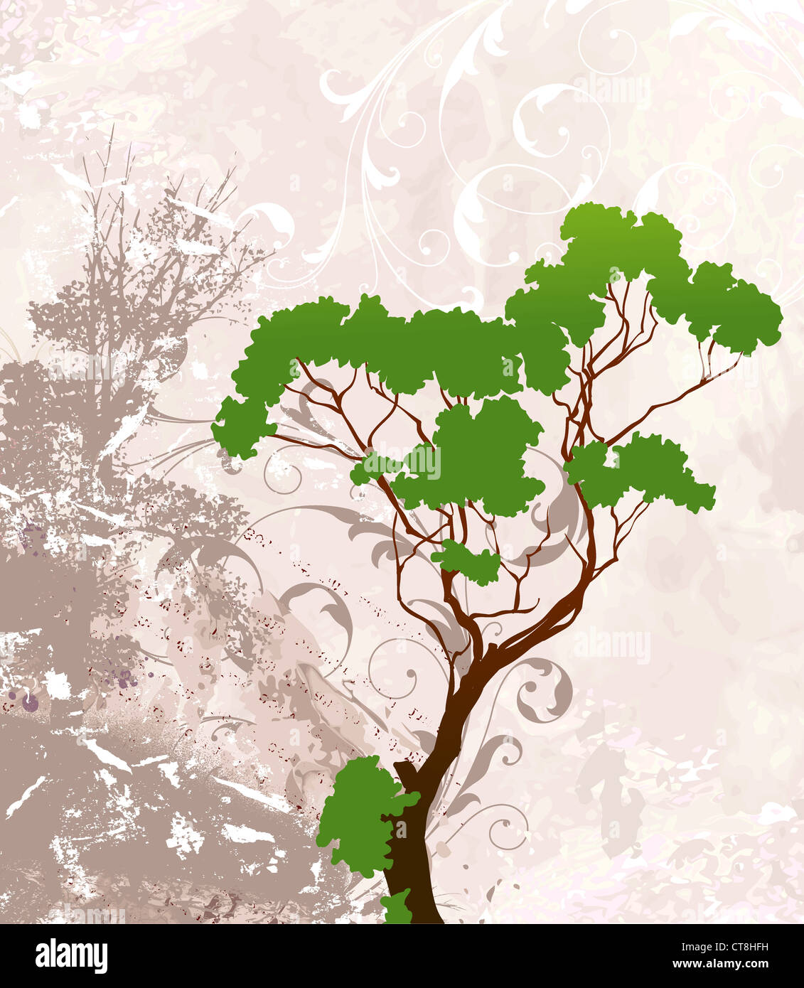 green tree vector illustration Stock Photo - Alamy