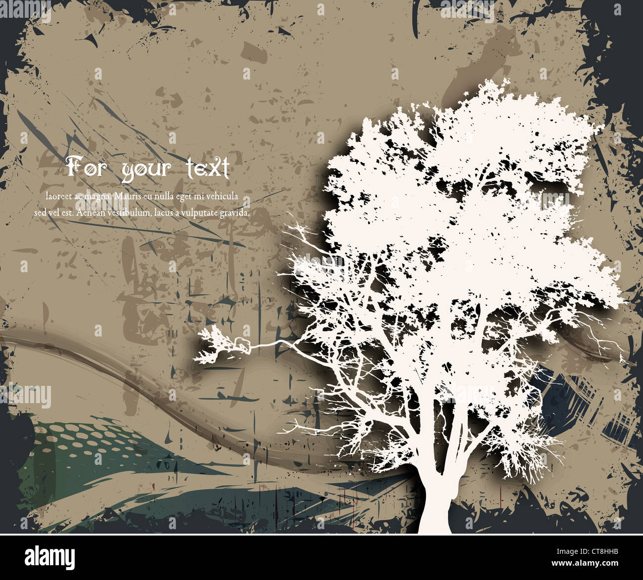 grunge background with tree vector illustration Stock Photo - Alamy