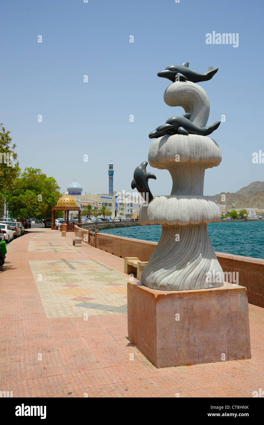 Dolphin statue on waterfront, Muttrah, Muscat, Oman Stock Photo - Alamy