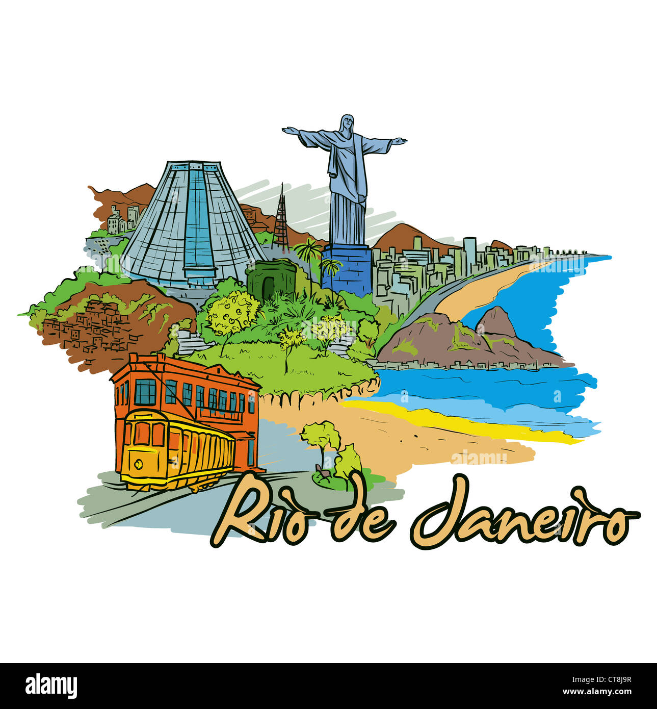 rio de janeiro doodles vector illustration Stock Photo - Alamy