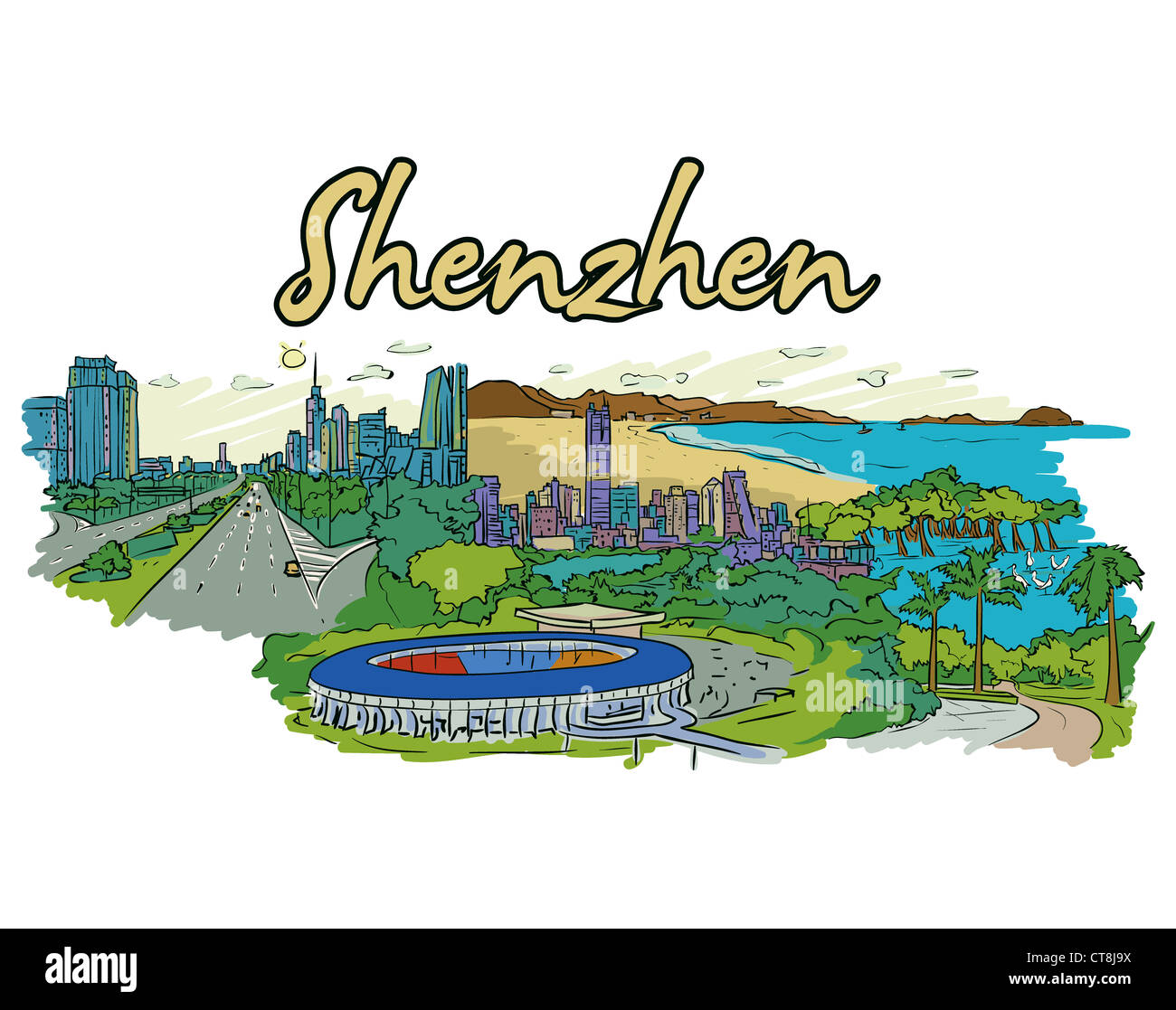 shenzhen doodles vector illustration Stock Photo - Alamy