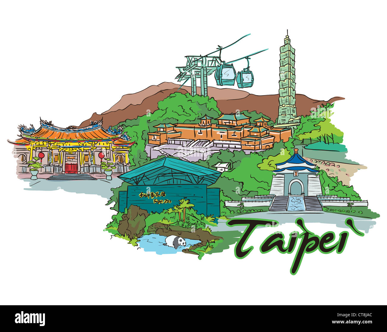 taipei doodles vector illustration Stock Photo - Alamy