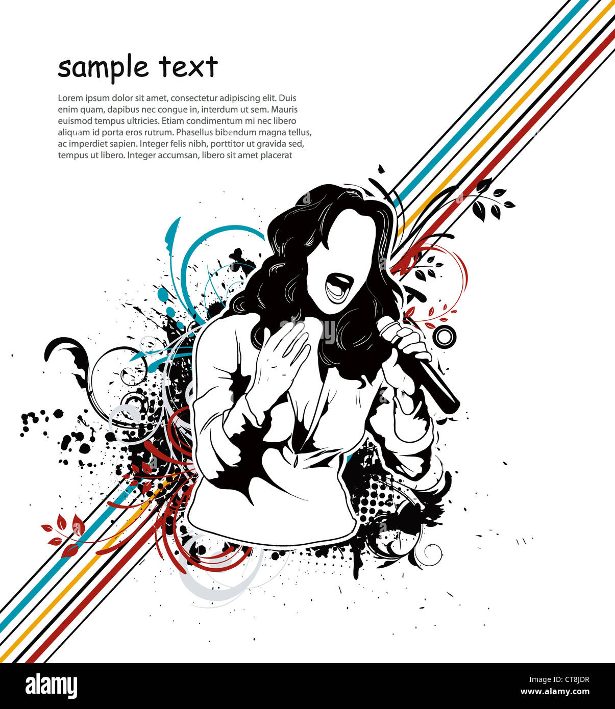 vector music illustration with singer Stock Photo - Alamy