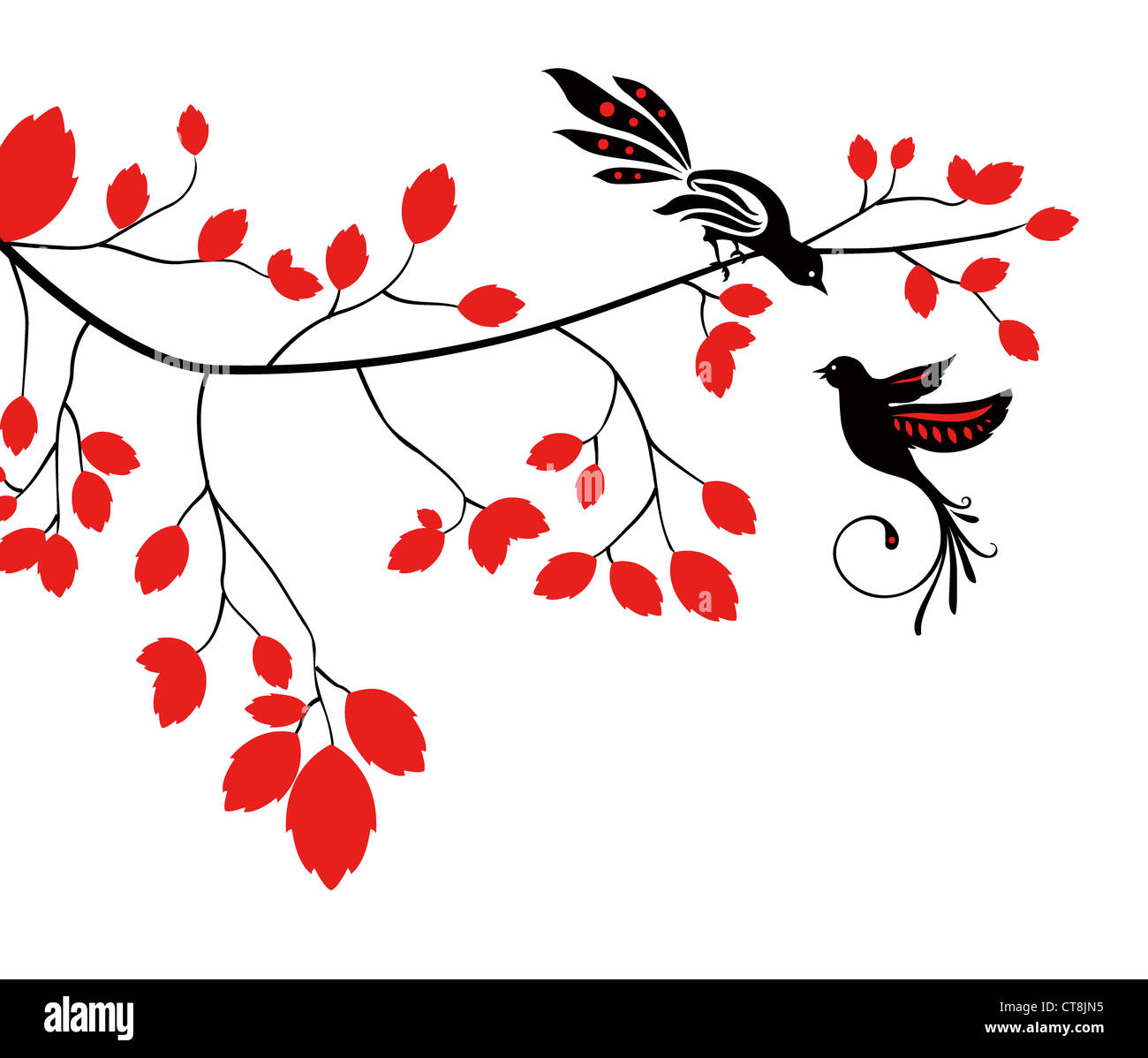 vector abstract background with birds Stock Photo - Alamy
