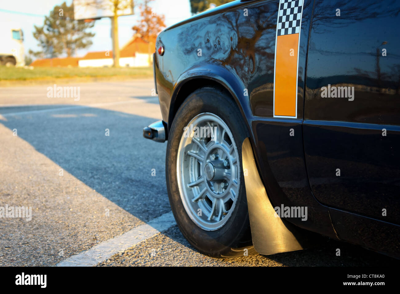 Detail of classic car, fender, wheel, and tire Stock Photo - Alamy