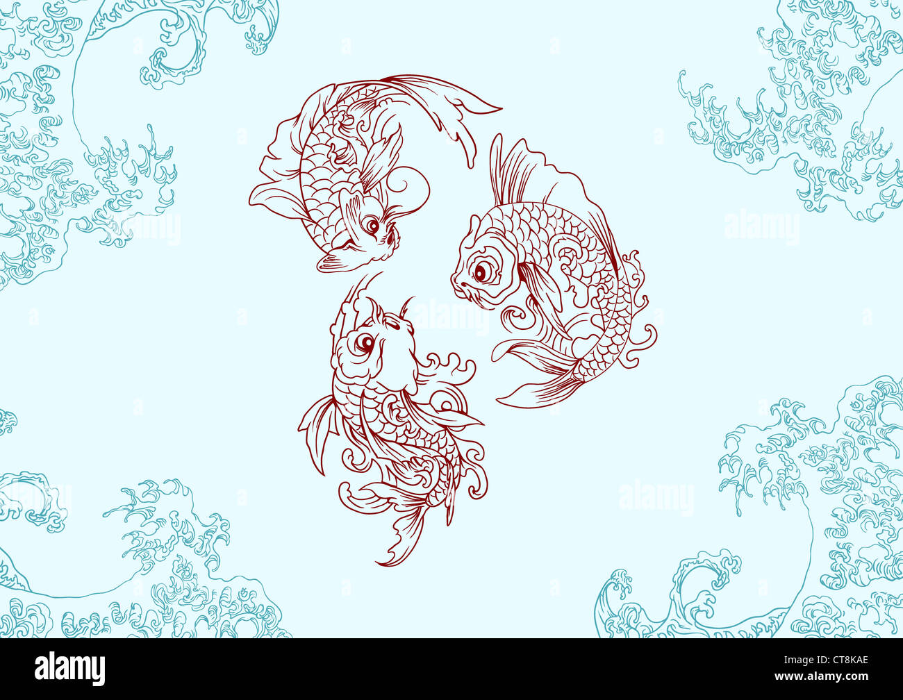 vector japanese background with koi fish Stock Photo - Alamy