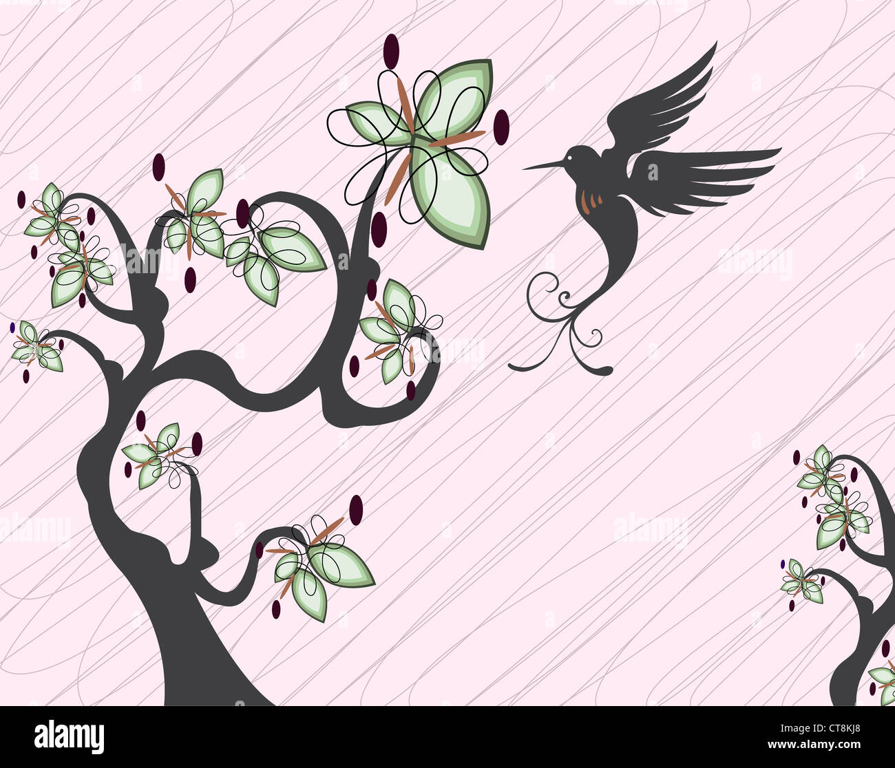 vector abstract tree with bird Stock Photo - Alamy