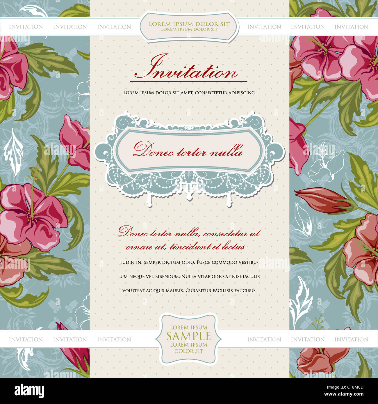 vintage invitation vector illustration Stock Photo - Alamy