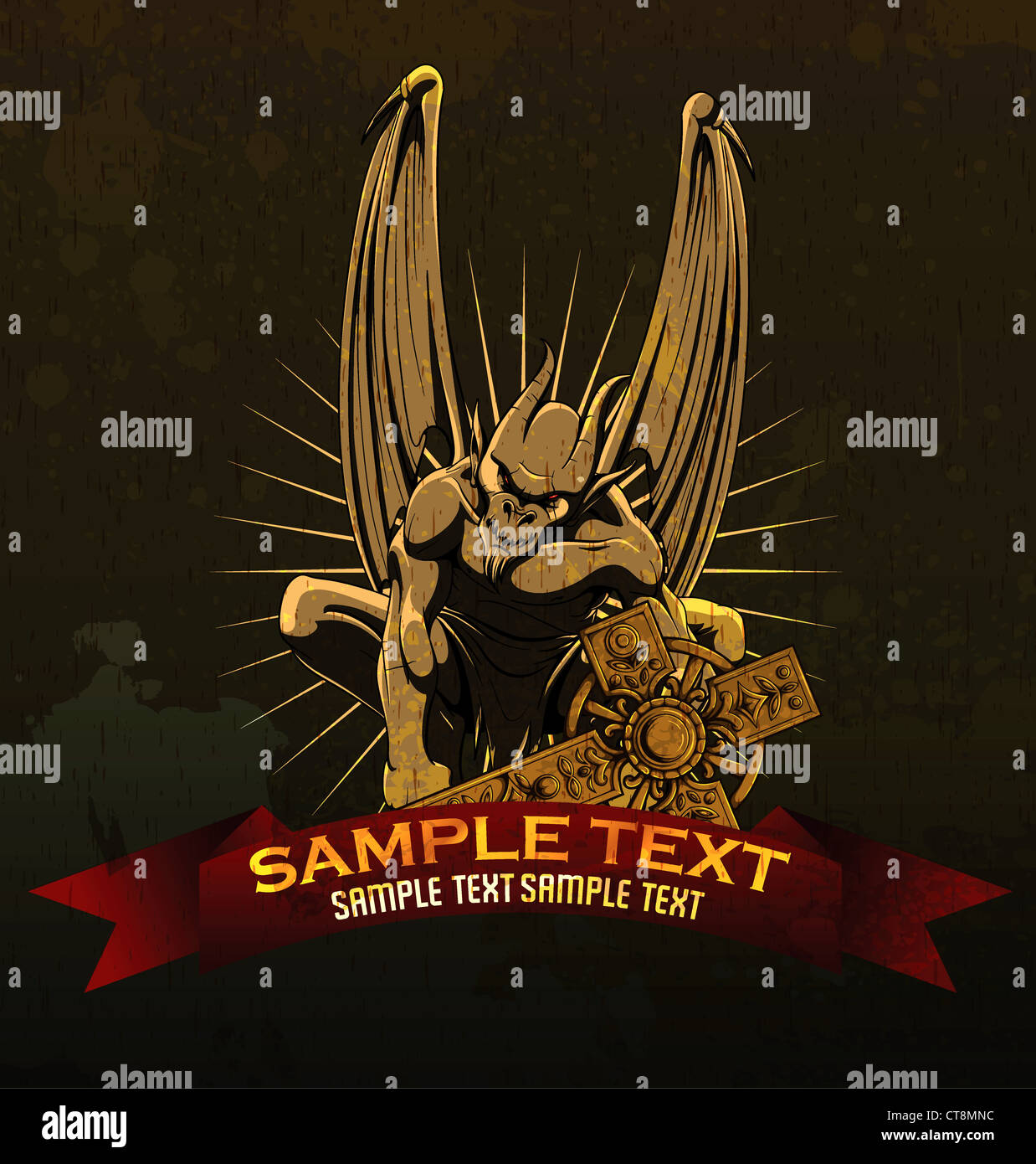 vector gothic emblem with gargoyle Stock Photo - Alamy