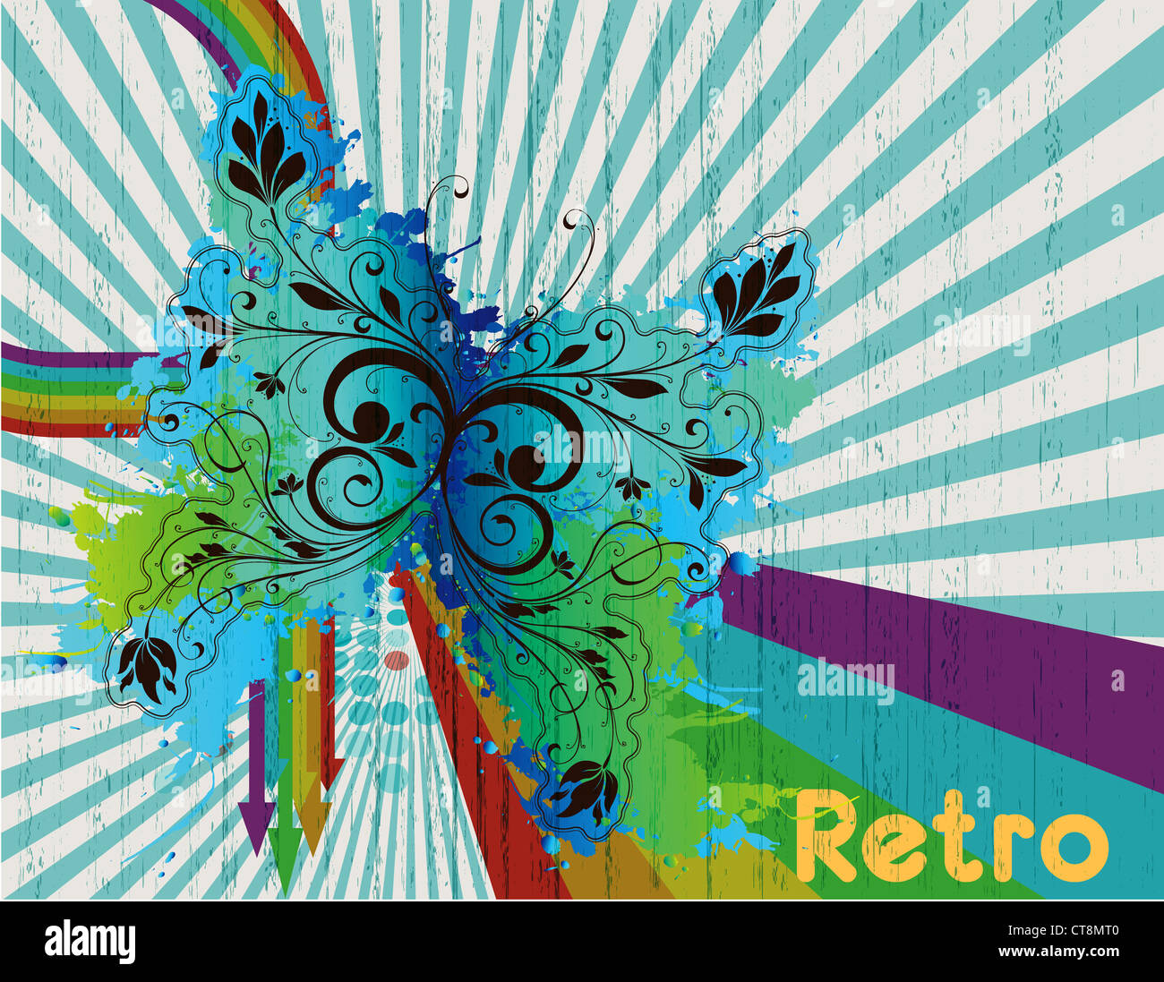 vector retro background with butterfly Stock Photo - Alamy