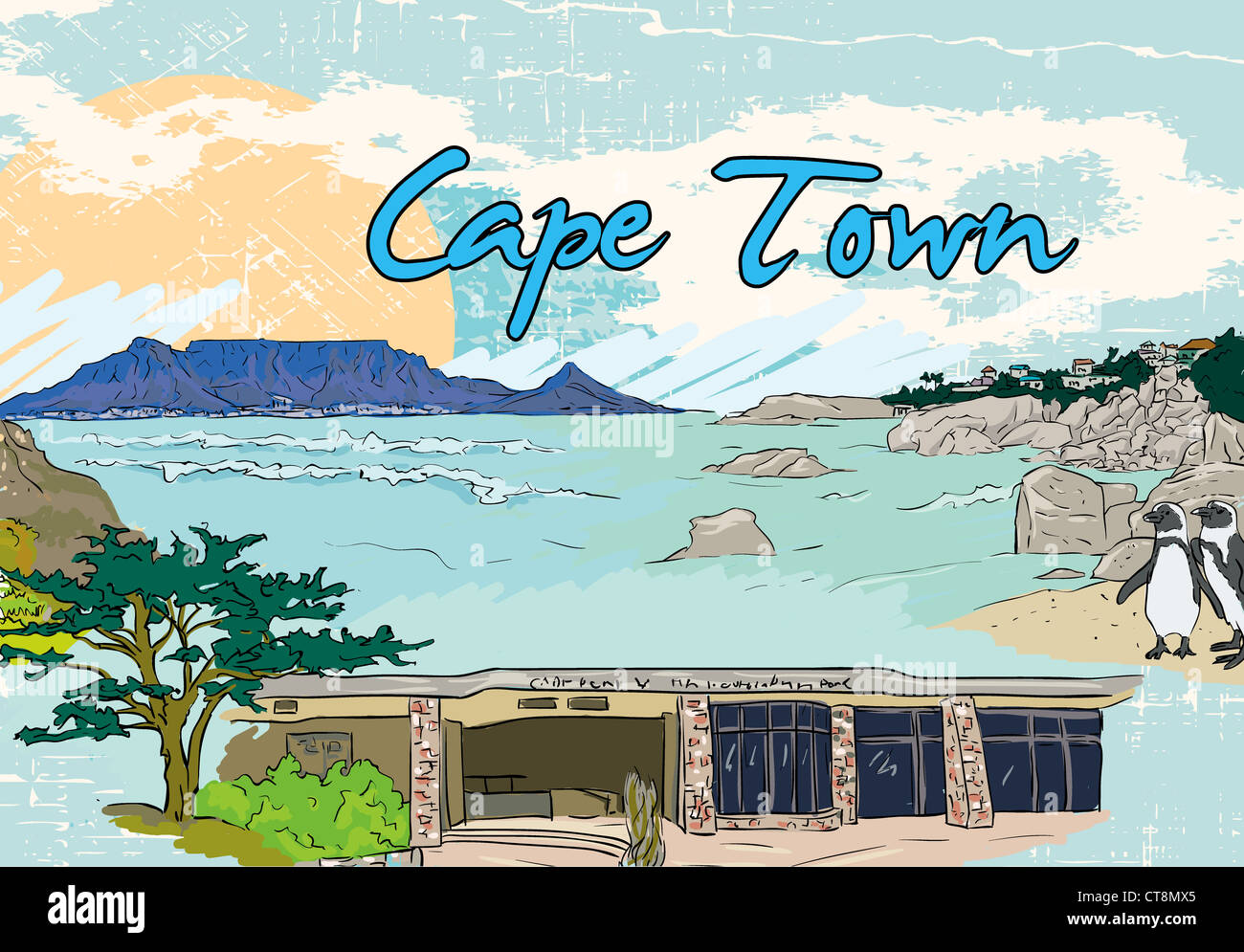 cape town doodles vector illustration Stock Photo - Alamy