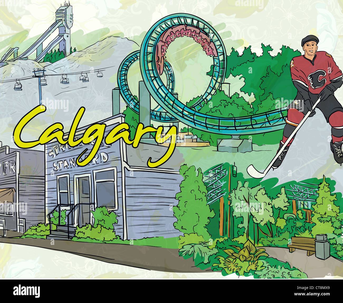 calgary doodles vector illustration Stock Photo - Alamy