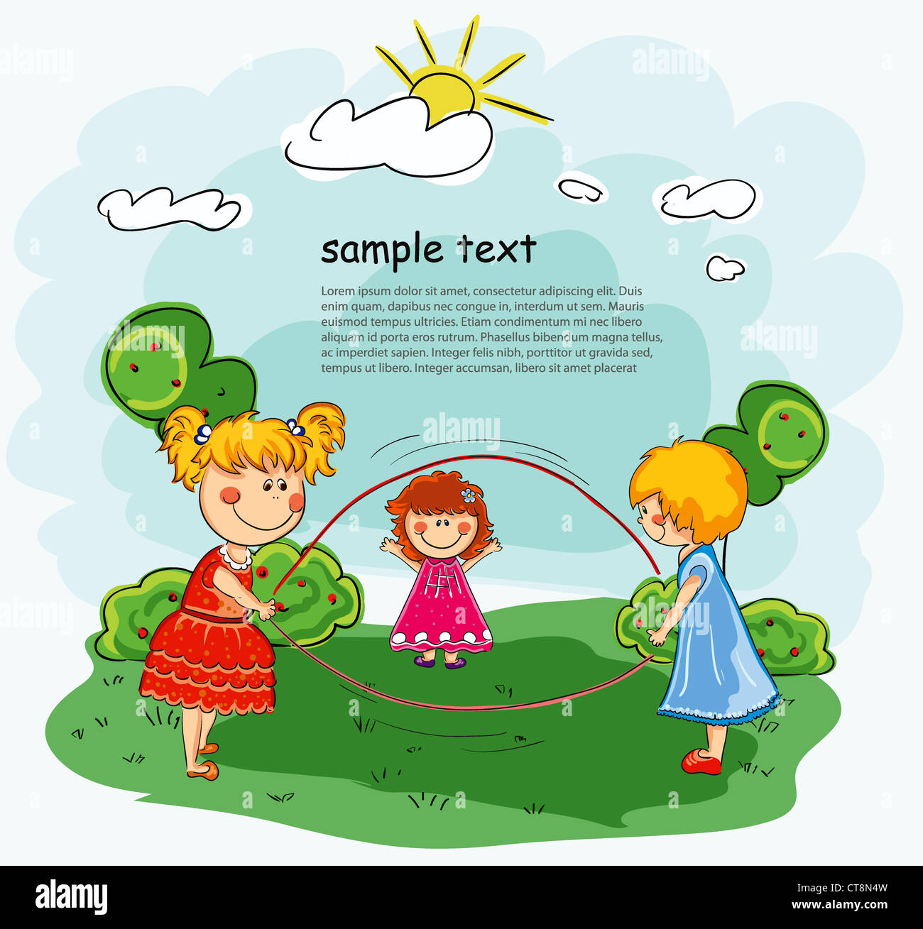 little girls playing vector background Stock Photo - Alamy