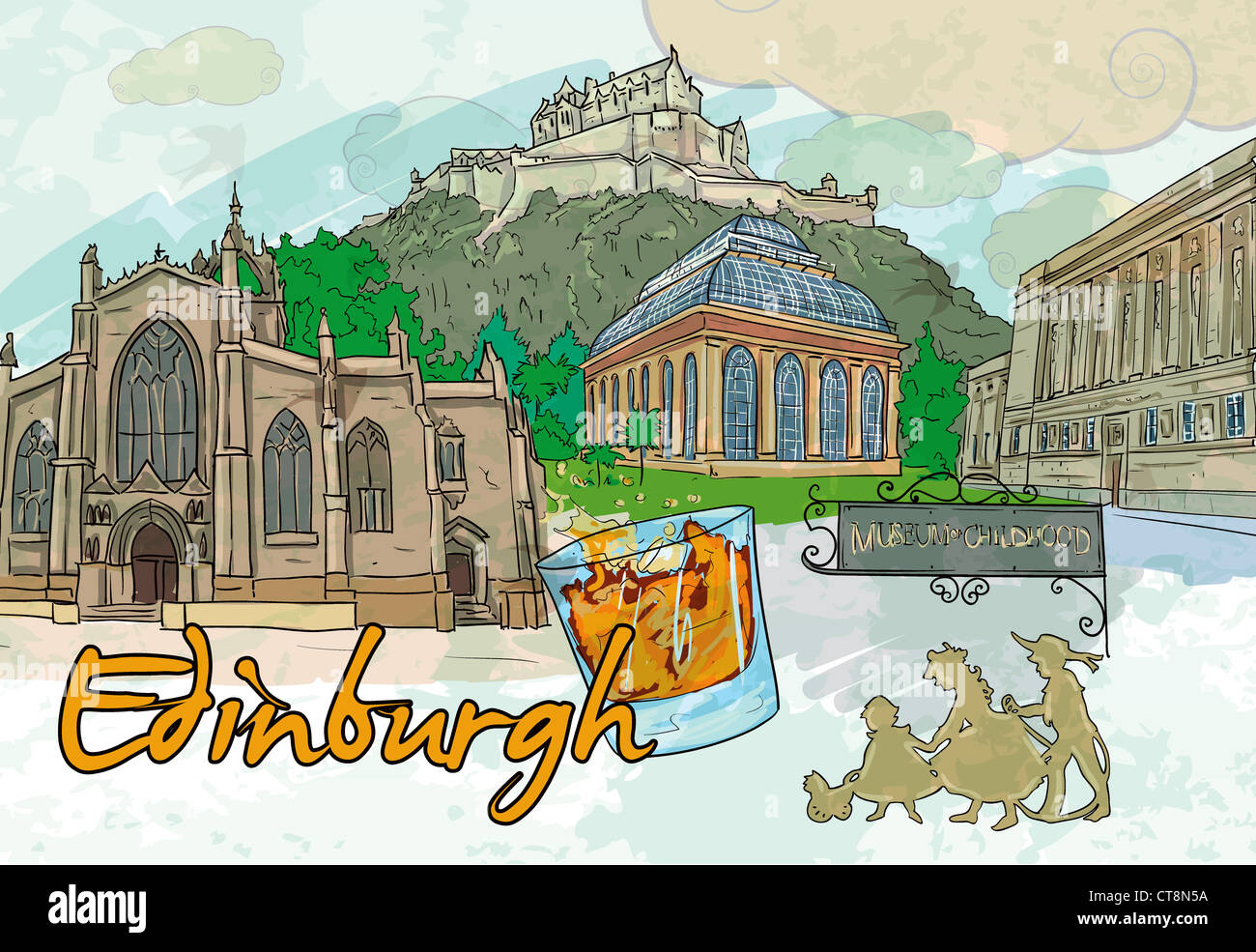 edinburgh doodles vector illustration Stock Photo - Alamy
