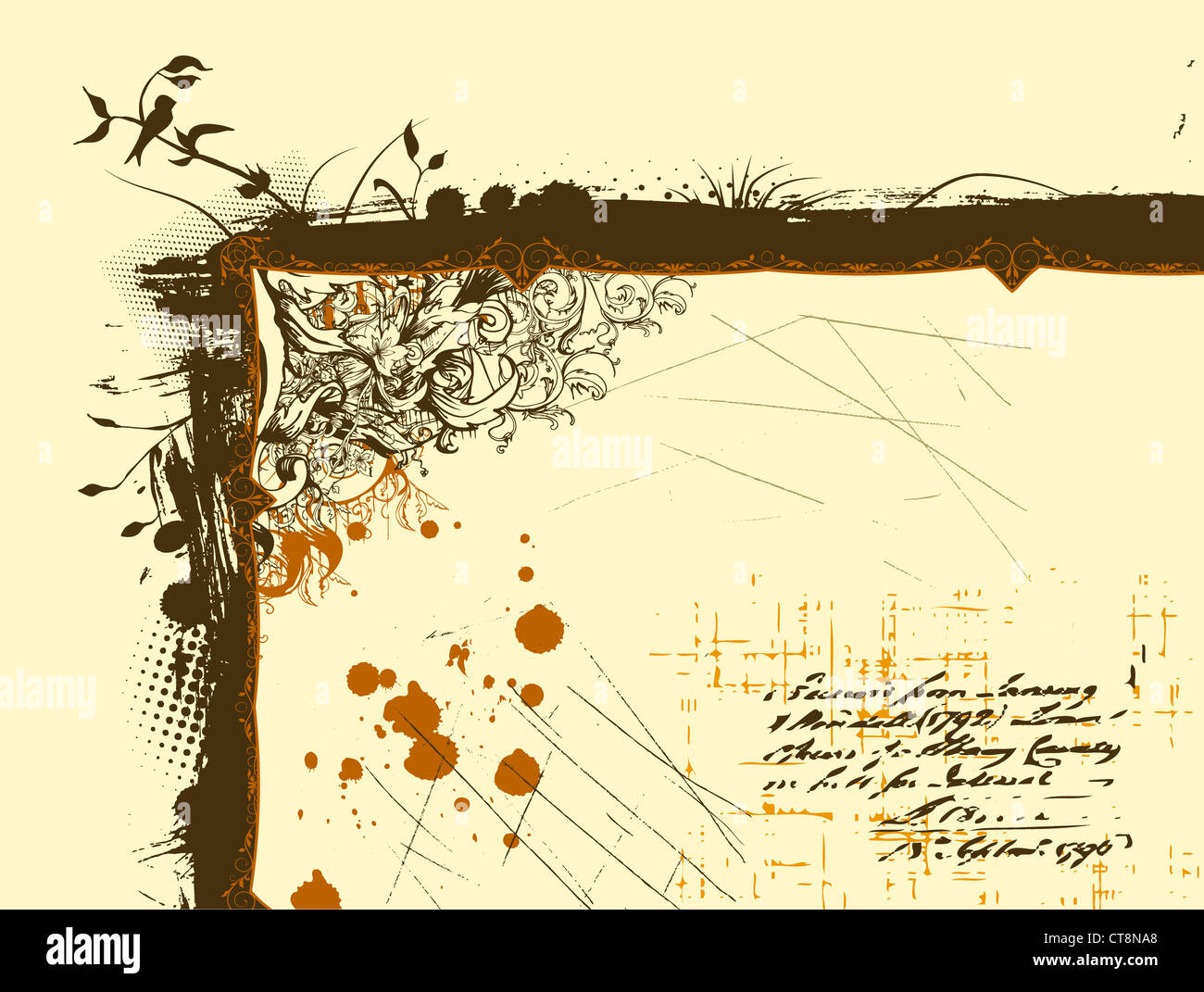 vintage floral background vector illustration Stock Photo - Alamy