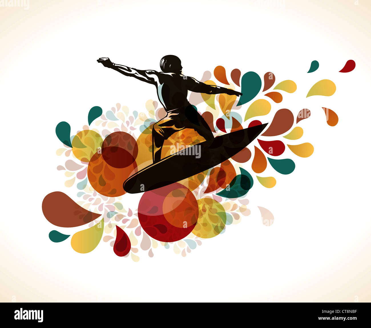 surfer with abstract background vector illustration Stock Photo - Alamy