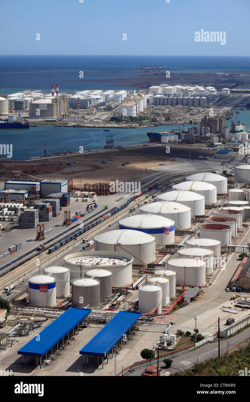 Spain, Catalonia, Barcelona, harbour, tanks, reservoirs, liquid storage ...