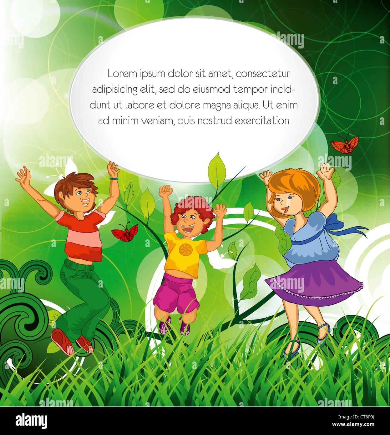 vector abstract background with kids Stock Photo - Alamy