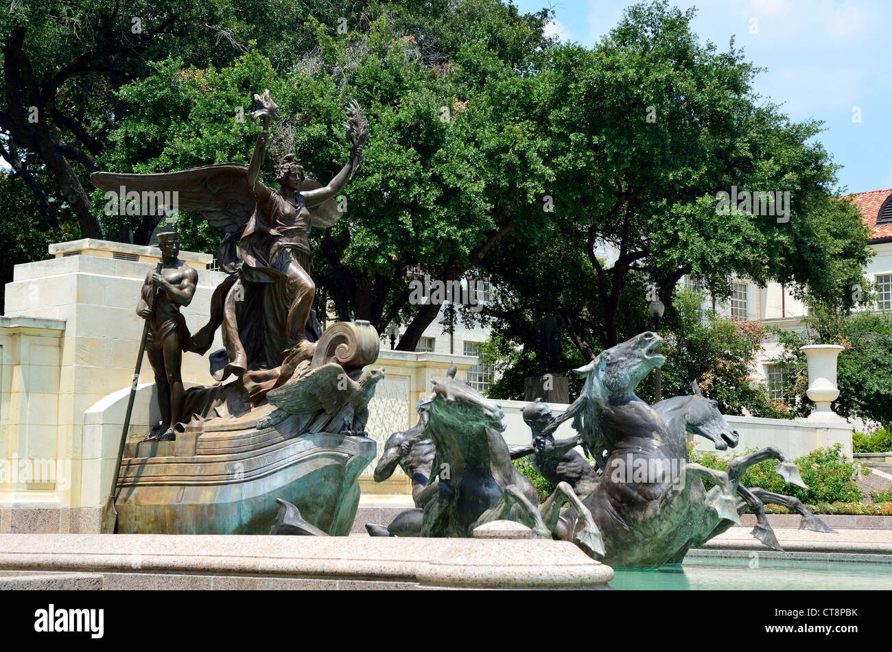 Bronze statues of Littlefield Fountain at University of Texas at Austin ...