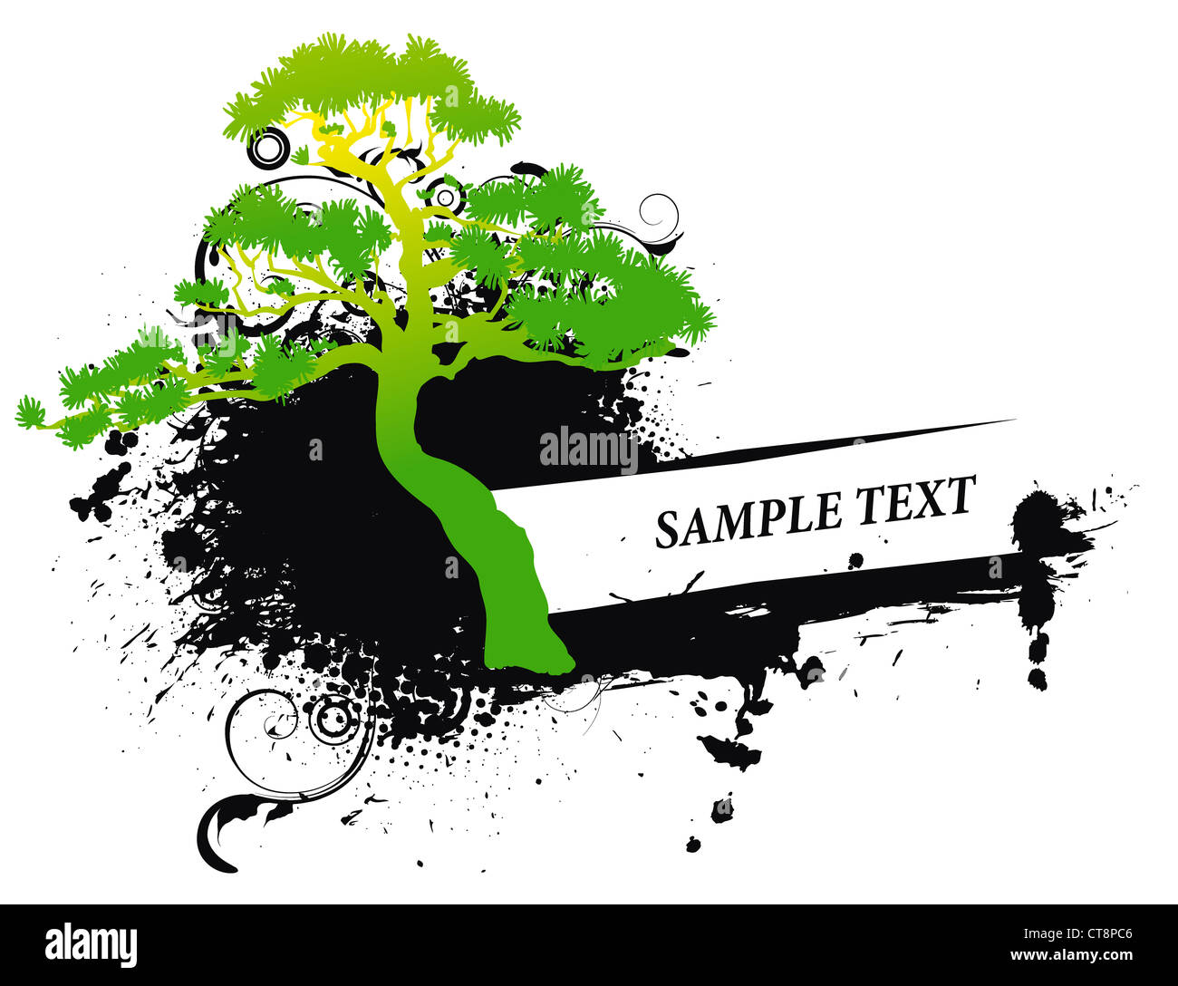 vector vintage frame with tree Stock Photo - Alamy