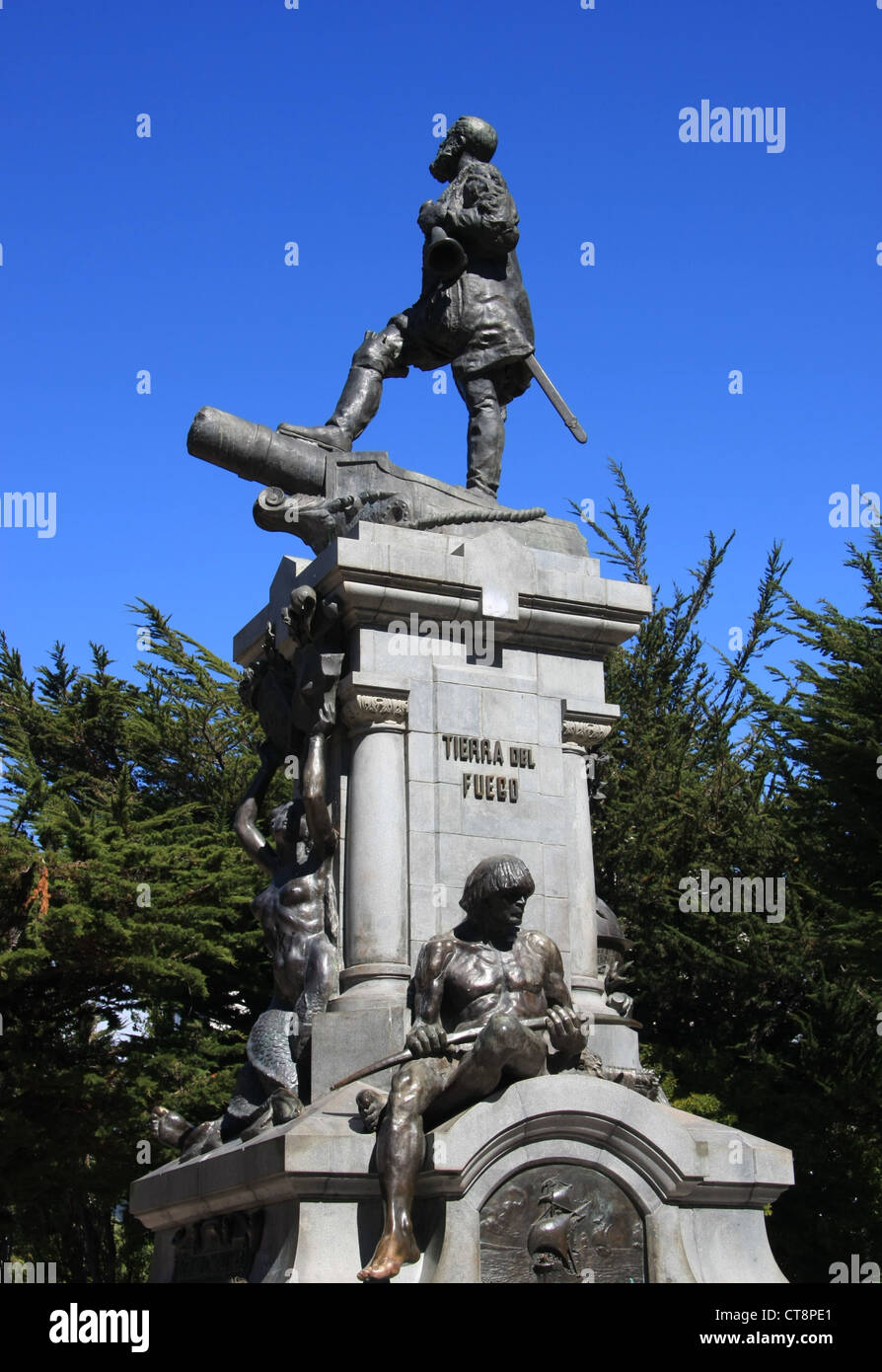 Magellan monument in Punta Arenas, Chile Stock Photo - Alamy