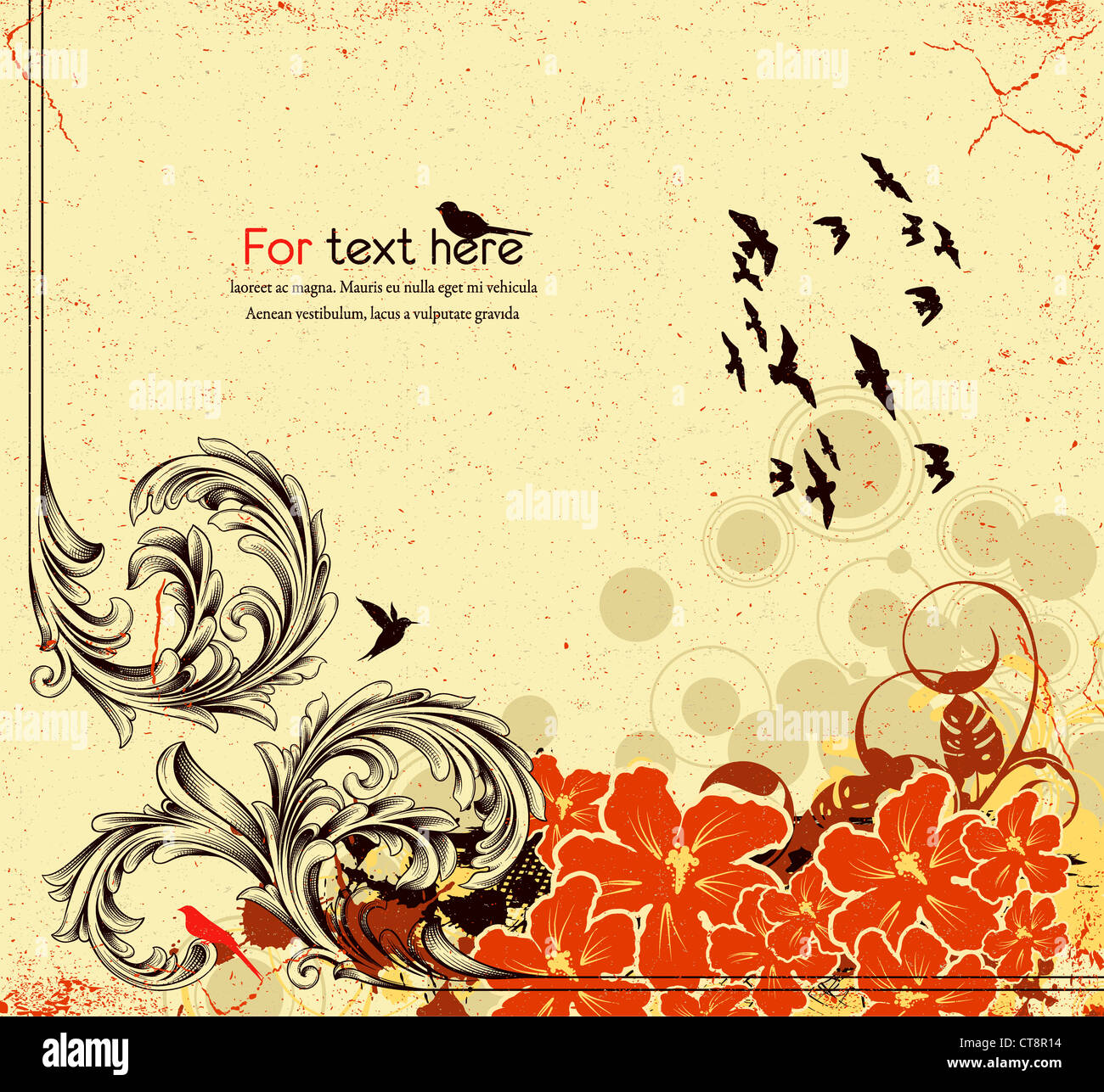 vector vintage background with floral Stock Photo - Alamy