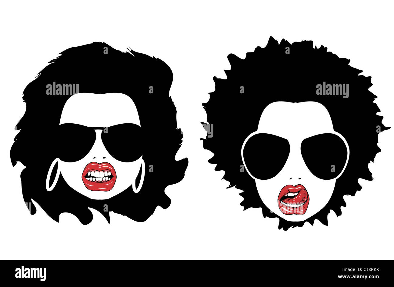 funny funky faces with beautiful lips and sunglasses Stock Photo - Alamy