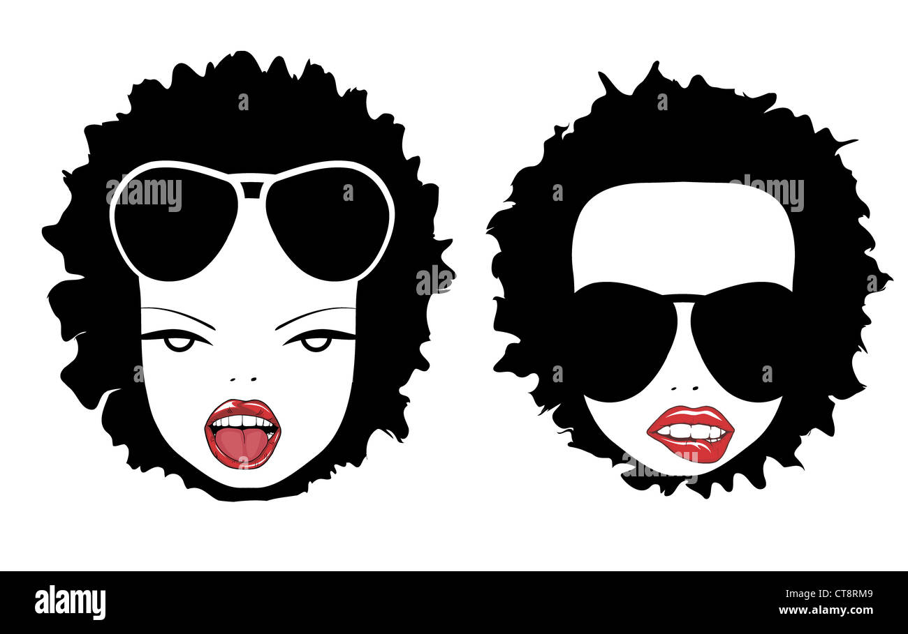 funny funky faces with beautiful lips and sunglasses Stock Photo - Alamy